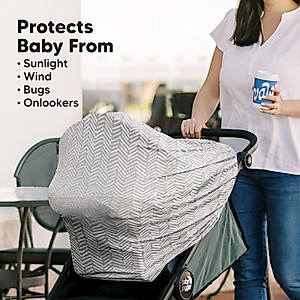 Car Seat Covers for Babies - Nursing Cover, Baby Car Seat Cover, Nursing Covers for Breastfeeding, Carseat Cover Girls, Boy, Breastfeeding Cover, Infant Car Seat Cover, Stroller Cover (BFF Gray)