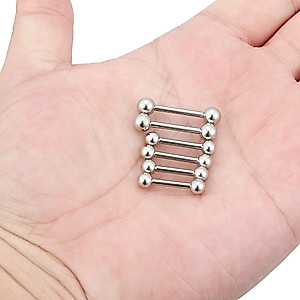 Ftovosyo Nipple Shield Barbell 12G 3 Pairs Stainless Steel Externally Threaded Tongue Ring Bar Body Piercing Jewelry 12mm 14mm 16mm Silver