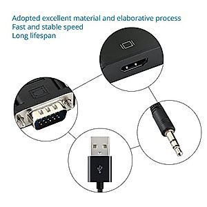 KUNSON VGA to HDMI Audio USB Conversion Cable, Slim Design, No Power Adapter Required, Supports Plug and Play, Suitable for Most Electronic Devices