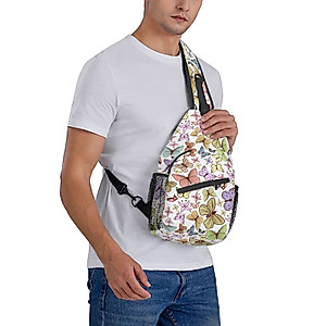 Ohiokwei Butterfly Sling Bag Crossbody Travel Hiking Chest Backpack Shoulder Daypack For Women Men