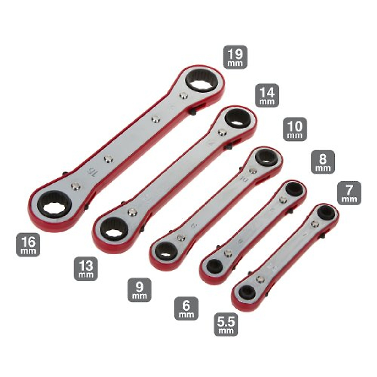 TEKTON 2210 Ratchet Box End Wrench Set, Metric, 5-Piece [Older Model]