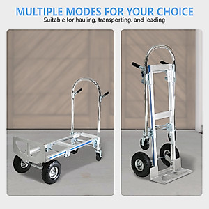 Aluminum Convertible Hand Truck, 2 in 1 Folding Dolly 800 LBS Capacity Heavy Duty Industrial Platform Cart Collapsible Truck for Transport & Moving in Warehouse, Home, Supermarket