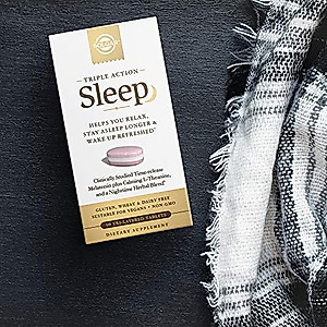 Solgar Triple Action Sleep, 90 Tri-Layer Tablets - Time-Release Melatonin & L-Theanine Plus Herbal Blend - Helps You Relax, Fall Asleep Fast & Stay Asleep Longer - Non-GMO, Gluten Free - 90 Servings