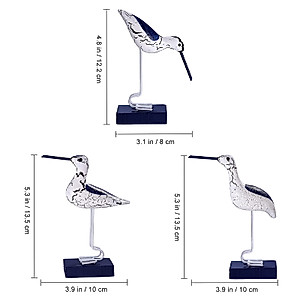 EXCEART 3Pcs Wooden Seabird Figurine Nautical Coastal Birds Ornament Mediterranean Woodcarving Statue Toy Desktop Decor for DIY Craft Home Fair Garden (Mixed)