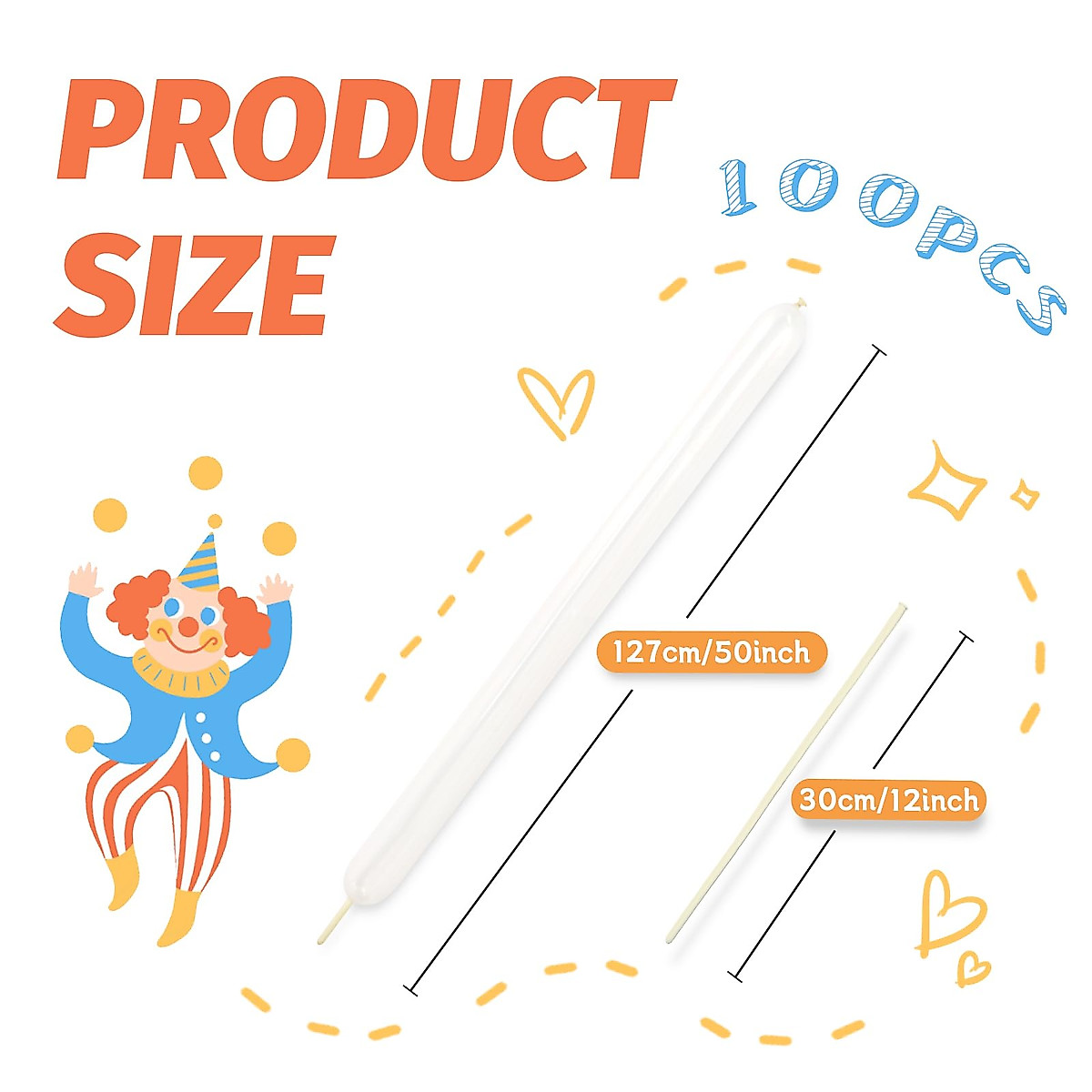 100pcs 260 Balloons Clear Long Skinny Balloons Premium Latex Twisting Balloons Animals Balloons Long Balloons for Tying Balloon Arch Birthday Wedding Party Decorations