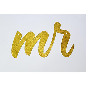 Future Mr & Mrs Banner Perfect for Bachelorette Wedding Engagement Bridal Shower Party Hanging Sign Photo Booth Props (Gold Glitter)