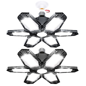 TANBABY Motion Sensor Garage Light, 150W Deformable LED Garage Light Garage Light 2 Pack 150W Ultra Bright Garage Ceiling Light