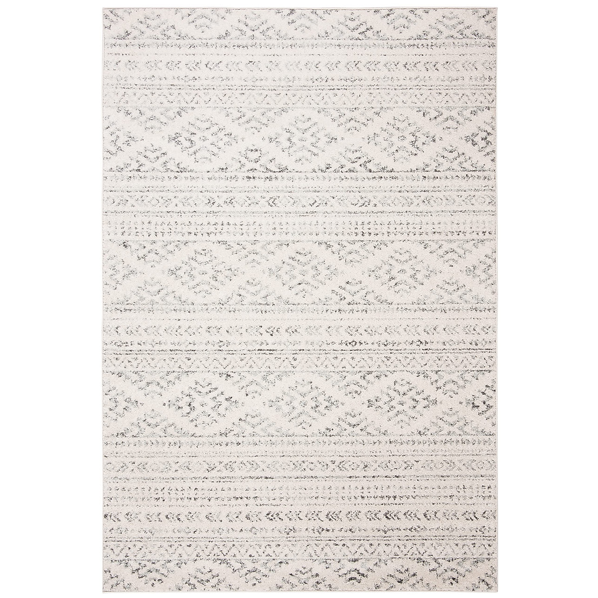 SAFAVIEH Tulum Collection Area Rug - 5'3" x 7'6", Ivory & Grey, Moroccan Boho Tribal Design, Non-Shedding & Easy Care, Ideal for High Traffic Areas in Living Room, Bedroom (TUL272A)