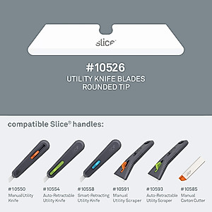 Slice 10526 Rounded Tip Ceramic Replacement Blade with 1" Cutting Depth, Equivalent to 20 Metal Blades (3 Pack), White