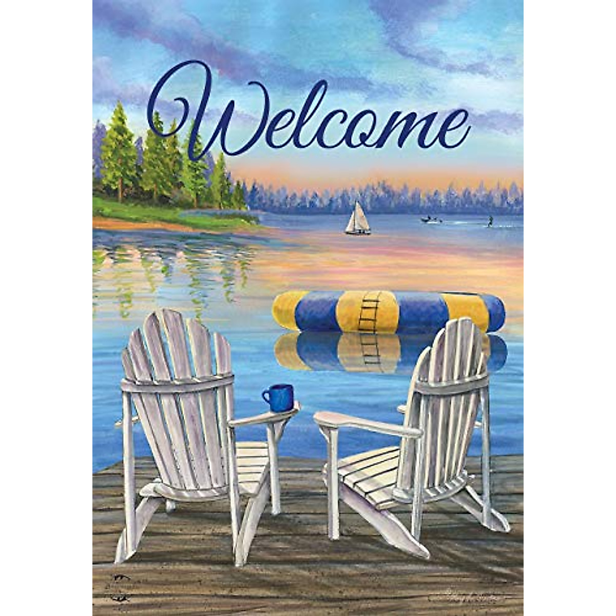 Waterfront Retreat Nautical Garden Flag Summer Welcome Adirondack 12.5" x 18"
