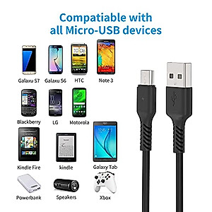 Short Micro USB Cable 1ft [5 Pack] USB 2.0 Micro USB Charging Cable Android Charger Cord for Samsung Galaxy S7 Edge S6 J7 Note 5 LG Kindle Sony PS4 TV Stick Smartphones (Black)