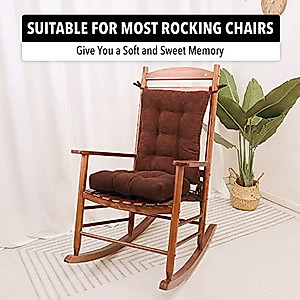 Tromlycs Indoor Rocking Chair Cushion for Rocking Chair Pads Back and Seat Sets with Ties 2 Piece Brown