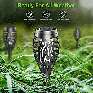 BONLION Solar Outdoor Lights, 10 Pack Solar Torch with Flickering Flame Waterproof, Solar Powered Garden Lights, LED Flame Pathway Torches Lights for Yard, Patio, Outside Landscape Décor