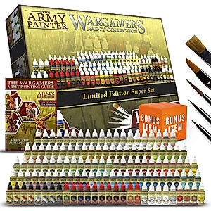 The Army Painter Wargamers Paint Collection - Unleash Your Inner Artist with Ultimate Miniature Painting Kit Includes 124 Paints, 5 Brushes, and Guide - Miniature Paint Set with Bonus Item