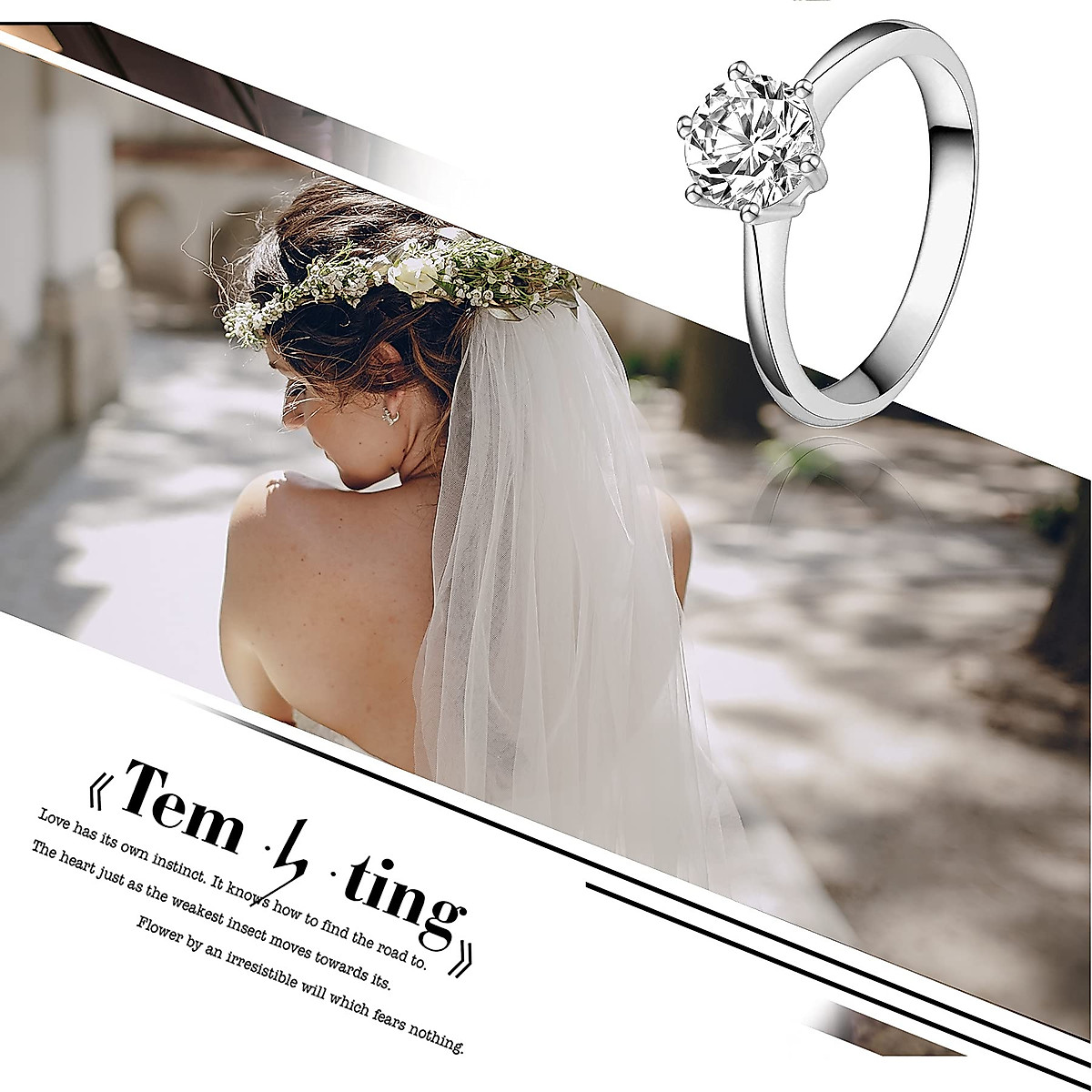 OIDEA 1.0 Carat Solitaire Round CZ Classical Stainless Steel Solitaire Wedding Engagement Love Proposal Ring Silver, Size 10