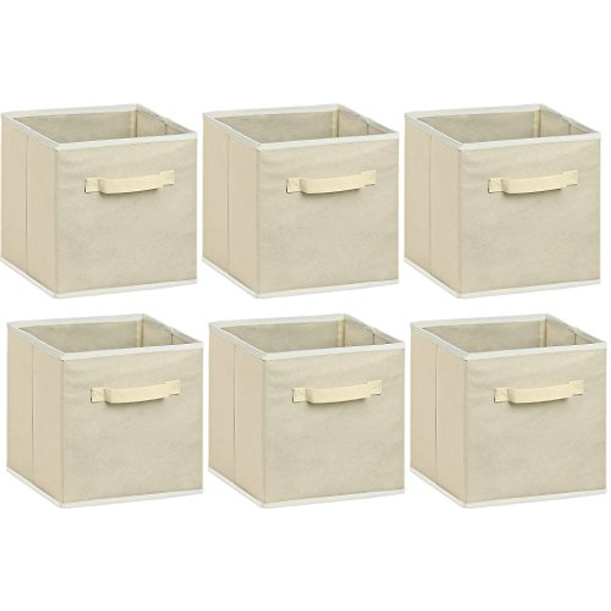 6 Pack - SimpleHouseware Foldable Cloth Storage Cube Basket Bins Organizer, Beige