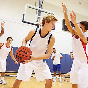 IOTBATE Cross Over Basketball Standard Size 7 Basketball High Density Pu Leather Game Basketball Indoor and Outdoor Basketball Without Air Pump (Deflated)