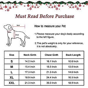 Mogoko Christmas Reversible Dog Sweater Safety Reflective Cat Cold Weather Coats Pet Jacket with Harness/Leash Hole for Puppy Small Dog Cat Red