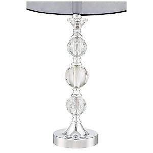 Regency Hill Gustavo Modern Glam Table Lamps 25.5" High Set of 2 with Table Top Dimmers Silver Crystal Black Tapered Drum Shade for Living Room Bedroom House Bedside Nightstand Home Office