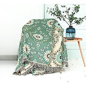 Heather Touch 100% Cotton Blanket Queen 78x90 Boho Oversized Throw Chair Covers with Tassels Lightweight Breathable Decorative Bed Blanket 4 Layers Muslin Couch Slipcover Sofa Protector Sunflower