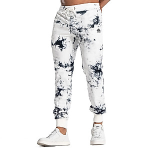 AIMPACT Men's Casual Jogger Sweatpants Tie Dye Running Sweatpants with Pockets(Blackwhite L)