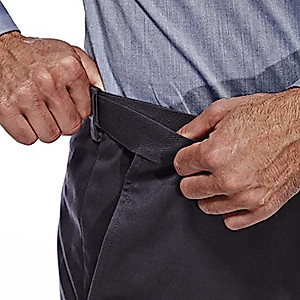 Haggar mens Premium No Iron Khaki Classic Fit Expandable Waist Flat Front Pant, Dark Grey, 34x30