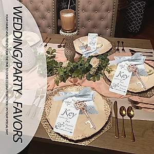 Aokbean 50 Sets Skeleton Key Bottle Openers with Candy Box Wedding Party Favors Souvenir for Guests Escort Gift Card and Ribbon (Rose Gold)