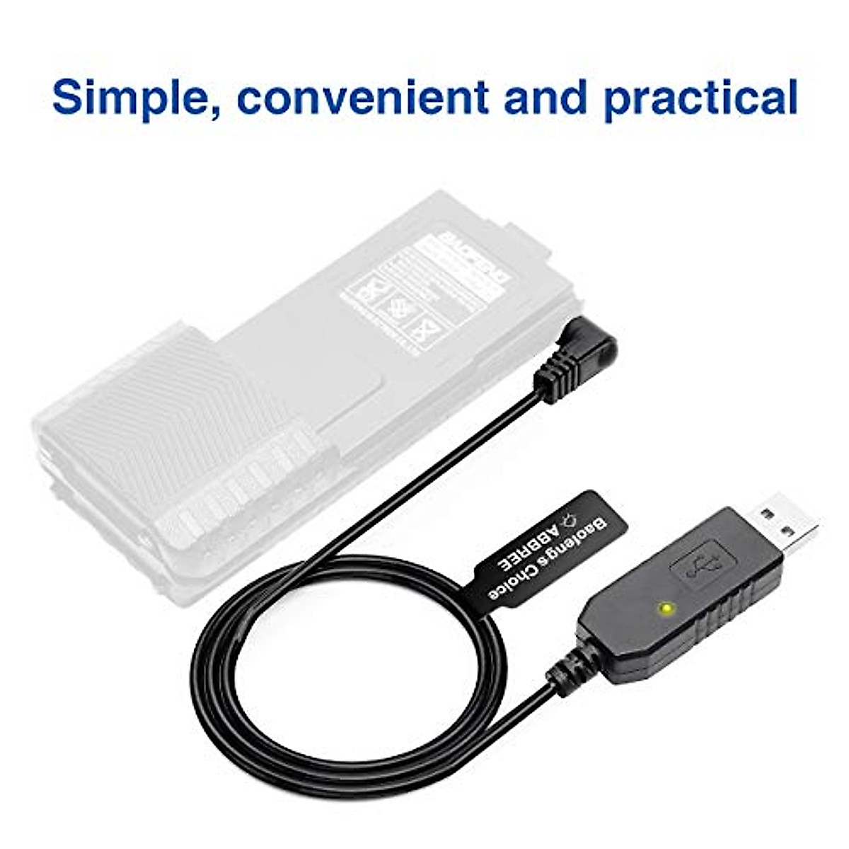 Baofeng 2.5mm USB Charger Cable with Indicator Light for BaoFeng UV-5R UV-82 BF-F8HP UV-82HP UV-5X3 UV-5RE 3800mAh Battery UV-S9/9S Two Way Radio（2 Pack）