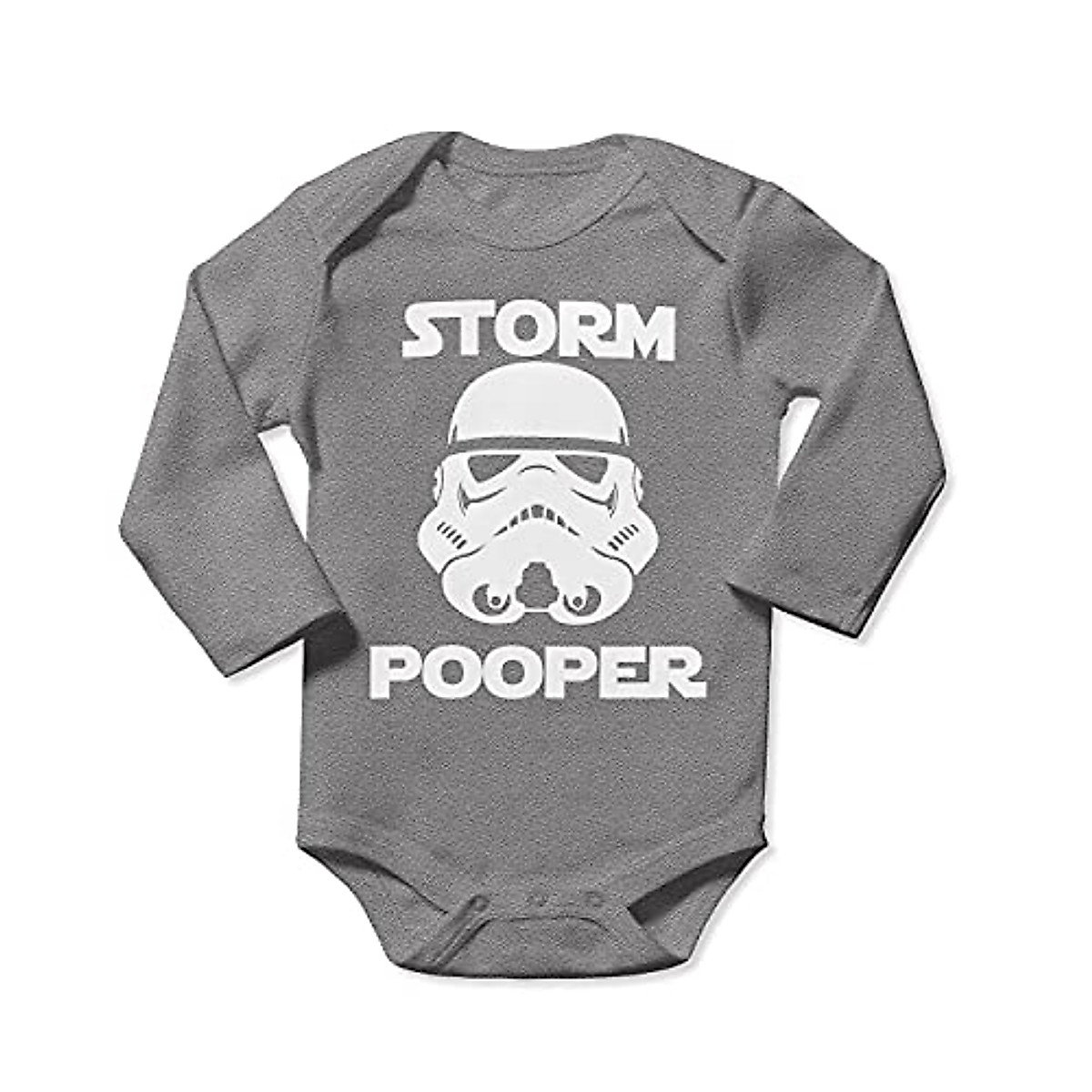 Luxxology Storm Pooper Baby Onesie Longsleeve, Light Gray NB