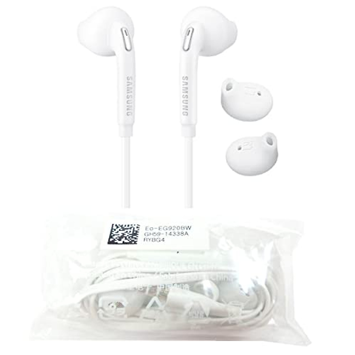 Samsung Eo-Eg920Bw White Headset/Handsfree/Headphone/Earphone with Volume Control for Galaxy Phones (Non Retail Packaging - Bulk Packaging)
