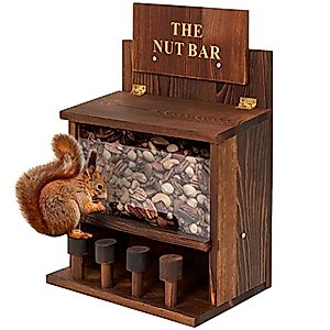 VASGOR Squirrel Feeder Table The Nut Bar, Wooden Picnic Table Feeder, Durable Squirrel Feeder Corn Cob, with Solid Structure, Stable Squirrels Stool Bar, 15 x 10 x 6 Inches (Brown)