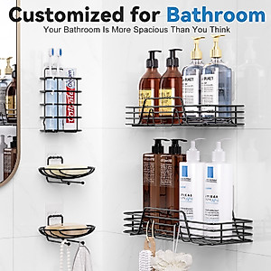 Adhesive Shower Caddy Organizer Shelves Rack-5 Pack Corner Bathroom Storage Organization, Home & Kitchen Decor Inside RV Accessories, Hanging First Apartment Household Camper Essentials (black)