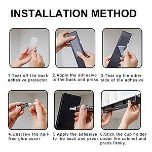 AQJUNONG Wine Glass Holder ， 2 Pack Wine Glass Rack, No Drilling Wine Glass Holder Under Cabinet, Hanging Stemware Rack Organizer Hanger for Bar and Kitchen Cabinet（Classic Black）