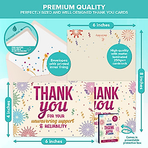 Decorably Work Cards with Envelopes & Stickers - 24 Pack Employee Appreciation Cards with Envelopes & Stickers, Blank Inside 6x4in Employee Thank You Cards for Employees Appreciation