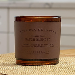 Archipelago Botanicals Botanico de Havana Letter Press Candle, Bergmaot, Tobacco Flower and Ylang Ylang Scent, Hand-Tooled Leather Wrap, Burns Approx. 100 Hours (13 oz)
