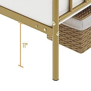 Yaheetech Canopy Bed Frames Metal Four-Poster Canopied Platform Bed with Headboard and Footboard, Sturdy Slatted Structure/Ground Clearance: 11.2" /Antique Gold/Full Bed