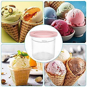 FRMZBWK Creami Pint Containers Compatible With NC299AMZ & NC300s Series Cream Maker - Dishwasher Safe For Ninja Creami Pints and Lids - 4 Pack Leak Proof Lids(4 Pack - Blue, Pink, Green, Yellow)