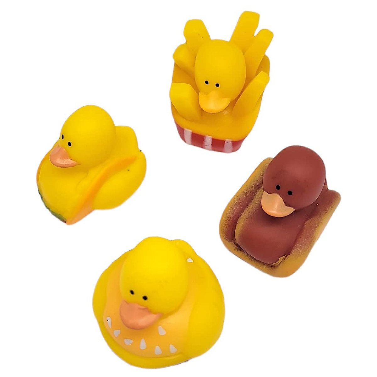 Cool Rubber Ducks (2") Standard Size. (12 Pack) Cute Duck Bath Tub Pool Toys. (Fast Food Rubber Duckies)