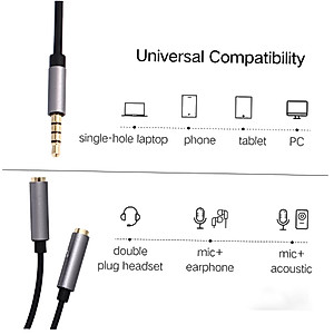 Audio Adapter Cable Splitter Cable for Earphones Earphone Splitter Y Splitter Cable Headset Splitter Headphone Mic y Adapter Cable Splitter Cable for Headphones Audio Splitter