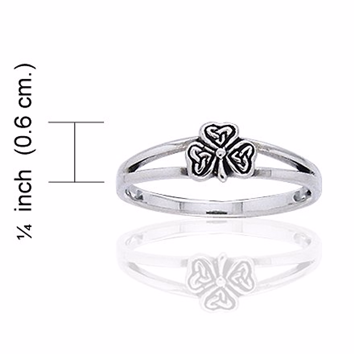 Irish Shamrock Celtic Knot 3-Leaf Clover Sterling Silver Narrow 5mm Pinky Ring Size 6(Sizes 3,4,5,6,7,8,9,10)