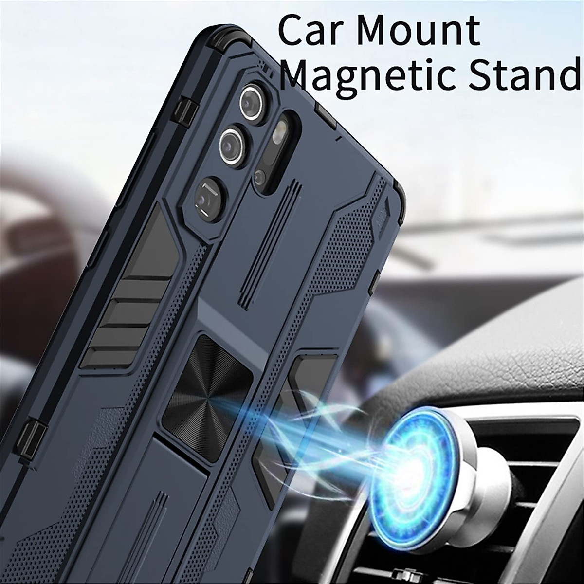 Asuwish Phone Case for Huawei P30 Pro with Tempered Glass Screen Protector Cover and Slim Stand Hybrid Rugged Magnetic Back Film Cell Mobile Accessories Hawaii P30Pro P 30 Pro30 Women Men Blue