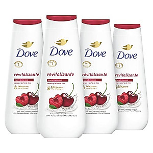 Dove Body Wash Revitalizante Cherry & Chia Milk 4 Count for Renewed, Healthy-Looking Skin Gentle Skin Cleanser with 24hr Renewing MicroMoisture 20 oz