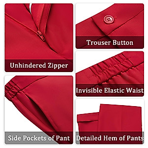 Kelyaa Women's 2 Piece Business Office Suit Lady Peaked Lapel Slim Fit One Button Blazer Jacket and Pants Set Red