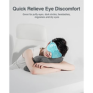 Luxtude Cooling Gel Eye Mask for Dry Eyes, Hot & Cold Compress - Reusable Ice Pack Relieves Puffiness, Dark Circles & Headaches (Blue)