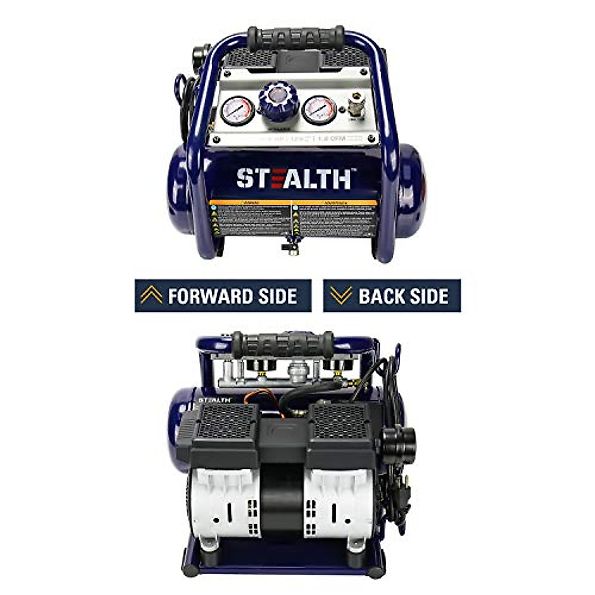 Stealth 2 Gallon Ultra Quiet Air Compressor, 3/4 HP Oil-Free Peak 125 PSI 60 Decibel Air Compressor,2.8 CFM @ 40 PSI 1.8 CFM @ 90 PSI Silent Portable Long Life Electric Air Compressor for Garage