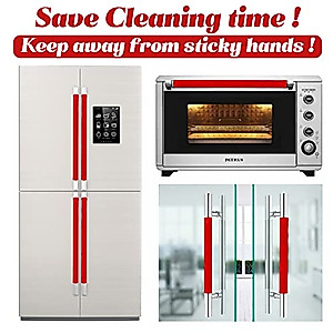 HAOBAOBEI Refrigerator Door Handle Covers, Set of 6 Washable Red Cloth Decorations Keep Kitchen Appliance Clean for Fridge Microwave Stove Bathroom Handles Keep Off All Stains Dust Dirty Fingerprint