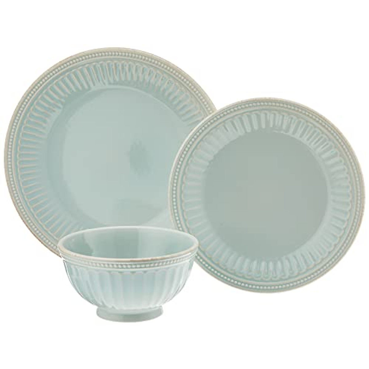 Lenox 870009 French Perle Groove 12-Piece Plate & Bowl Set Blue