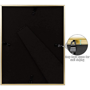 Frametory, 8x10 Aluminum Photo Frame for 5x7 Pictures with Mat or 8x10 without, Real Glass, Wall or Tabletop Metal Picture Frame Collection (Gold, 1 Pack)