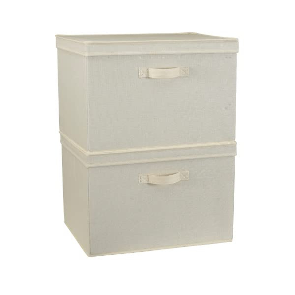Household Essentials Wide KD Storage Box With Lid Box, Cream Linen