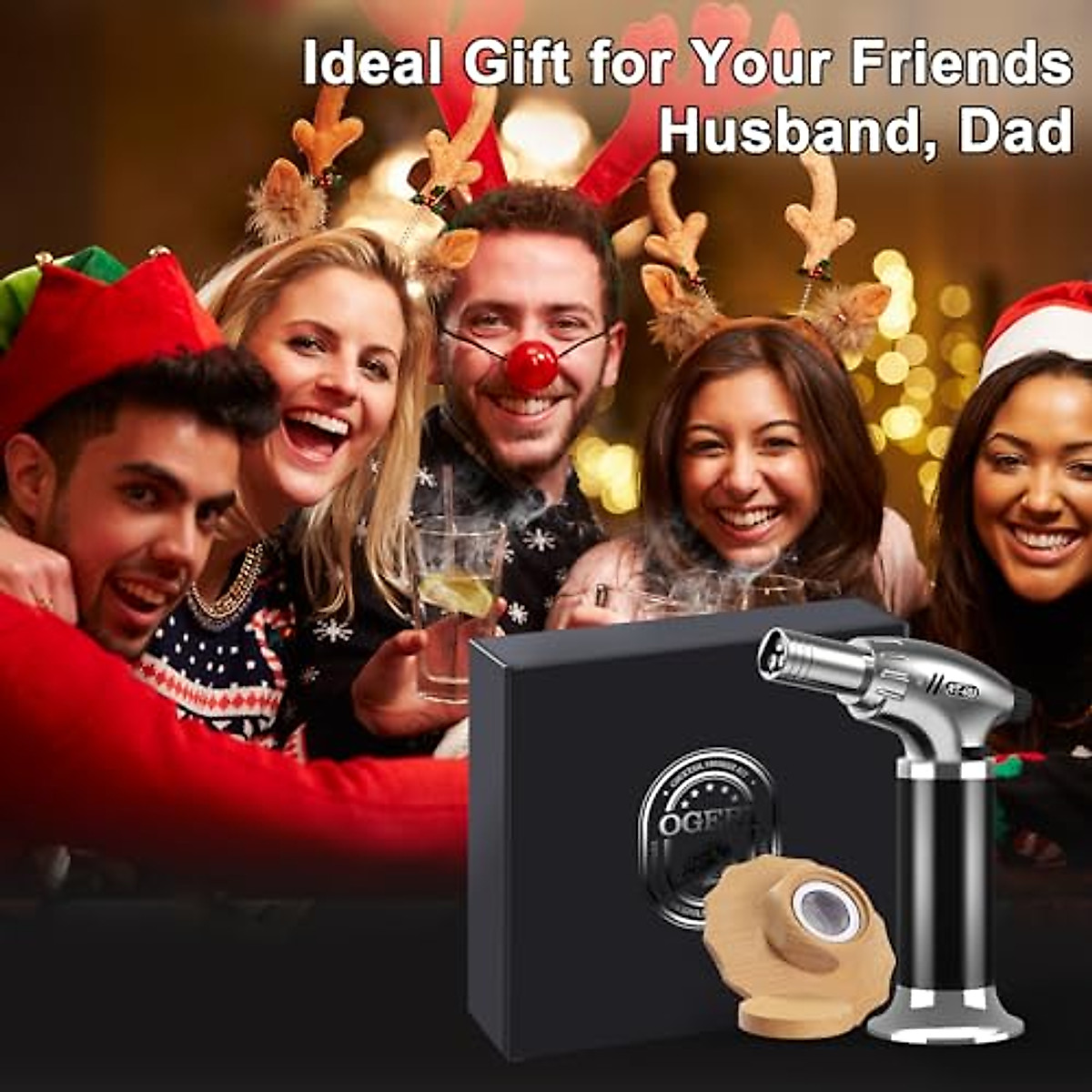 Cocktail Smoker Kit with Torch, Whiskey Smoker Kit with 6 Flavors Wood Chips, Old Fashioned Bourbon Drink Smoker Infuser Kit, Fathers Day Birthday Gifts for Men, Dad (No Butane)